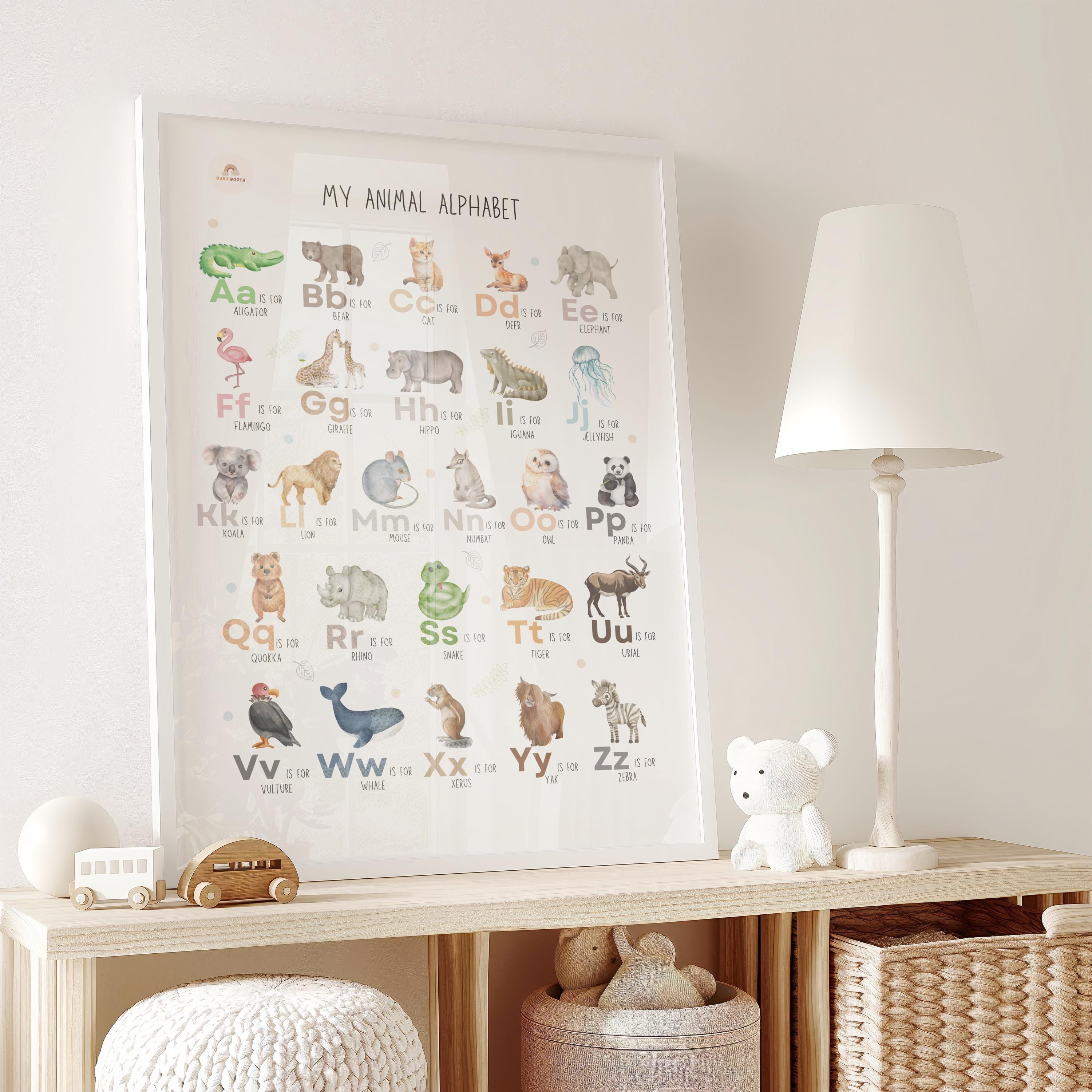 Rainbow Animal Alphabet Poster: A-Z Nursery Wall Art (digital Download ...