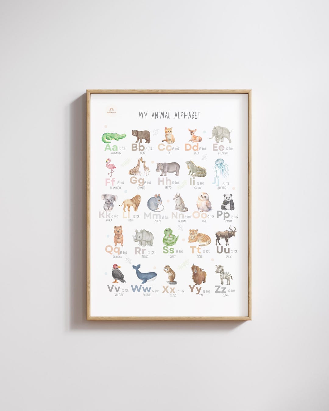 Rainbow Animal Alphabet Poster: A-Z Nursery Wall Art (digital Download ...