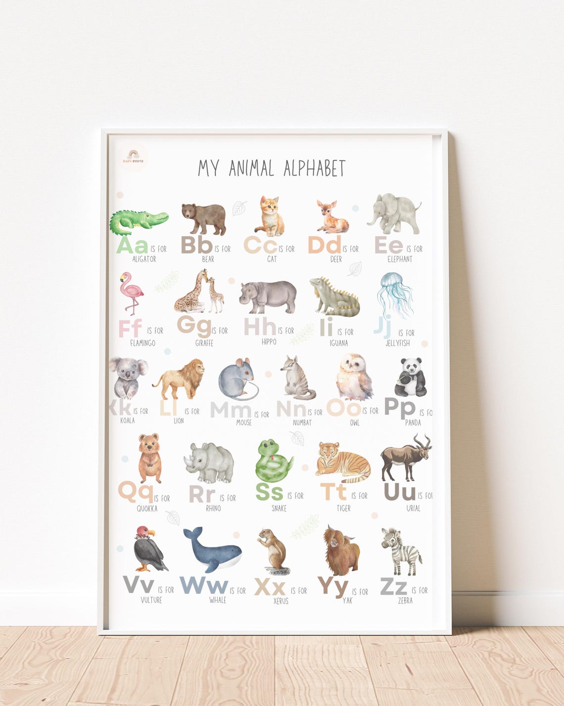 Rainbow Animal Alphabet Poster: A-Z Nursery Wall Art (digital Download ...