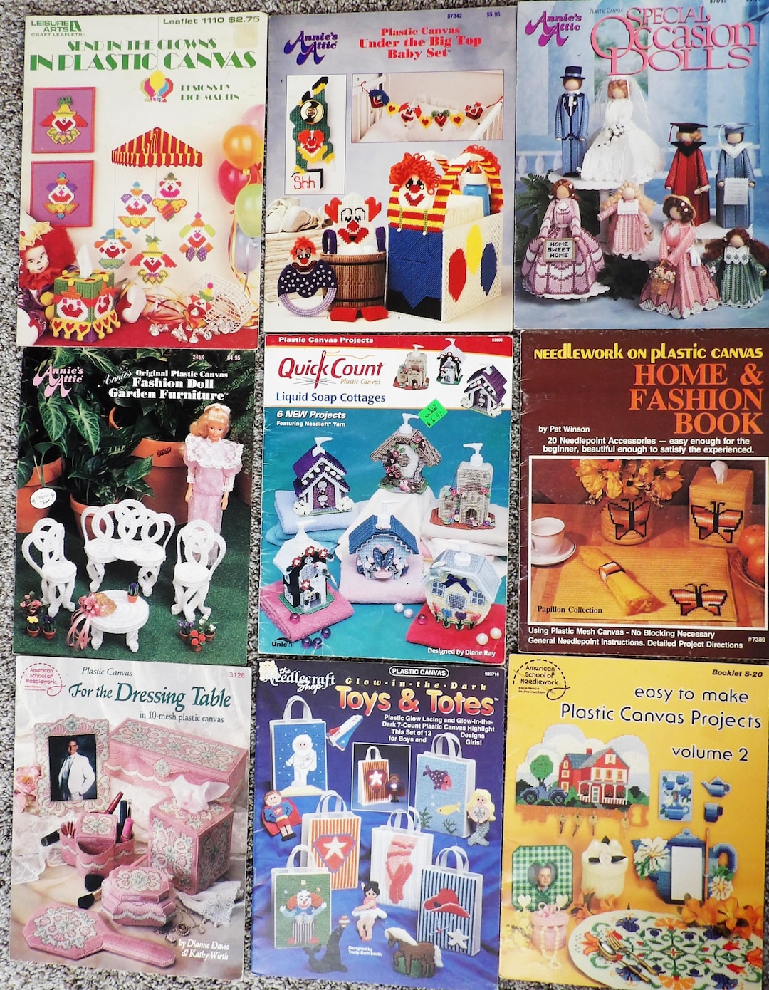 LOT of 9 PLASTIC CANVAS Pattern Books free Shipping - Etsy