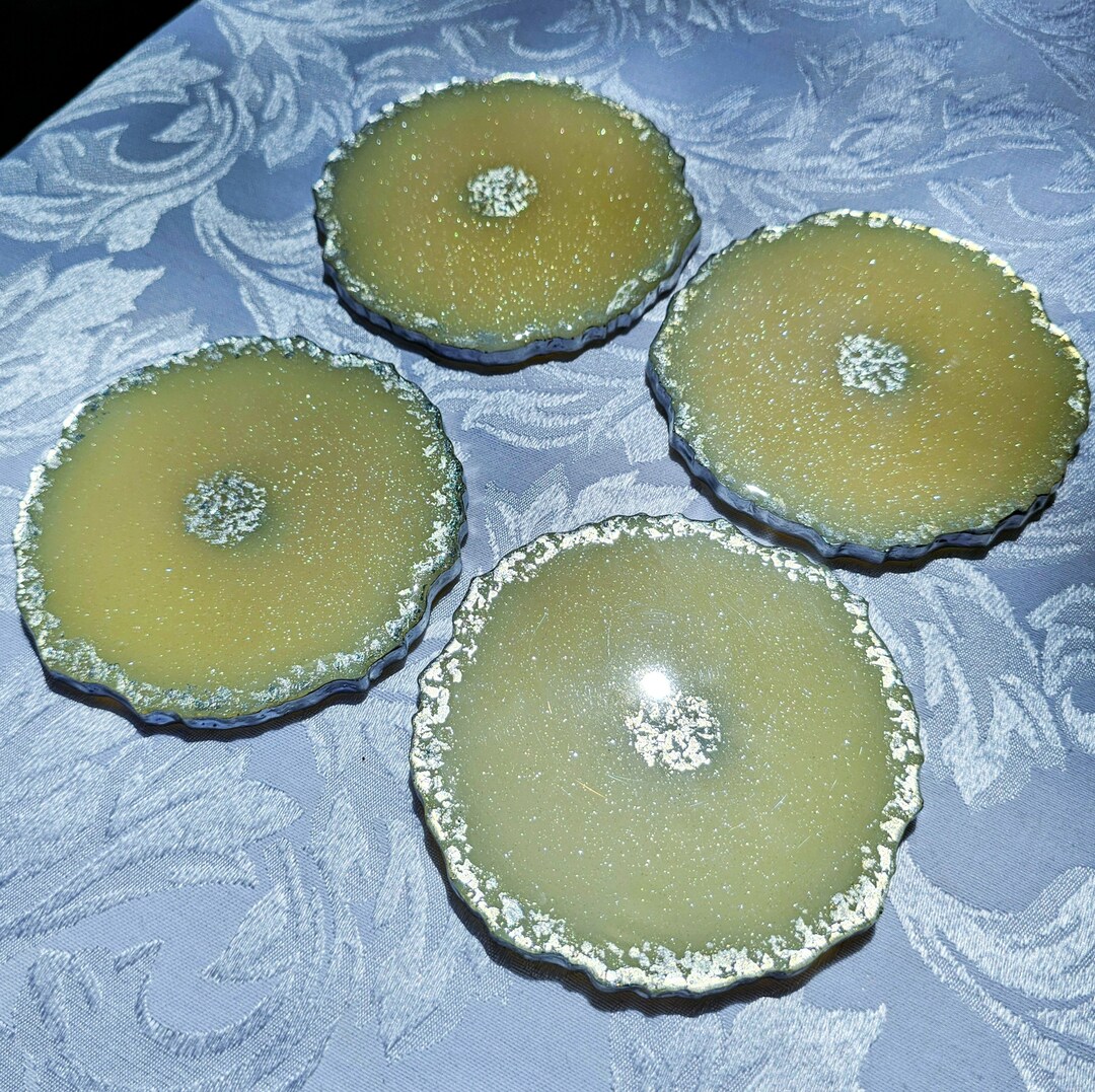 Cream and Silver Coasters One of a Kind Set of 4 - Etsy UK