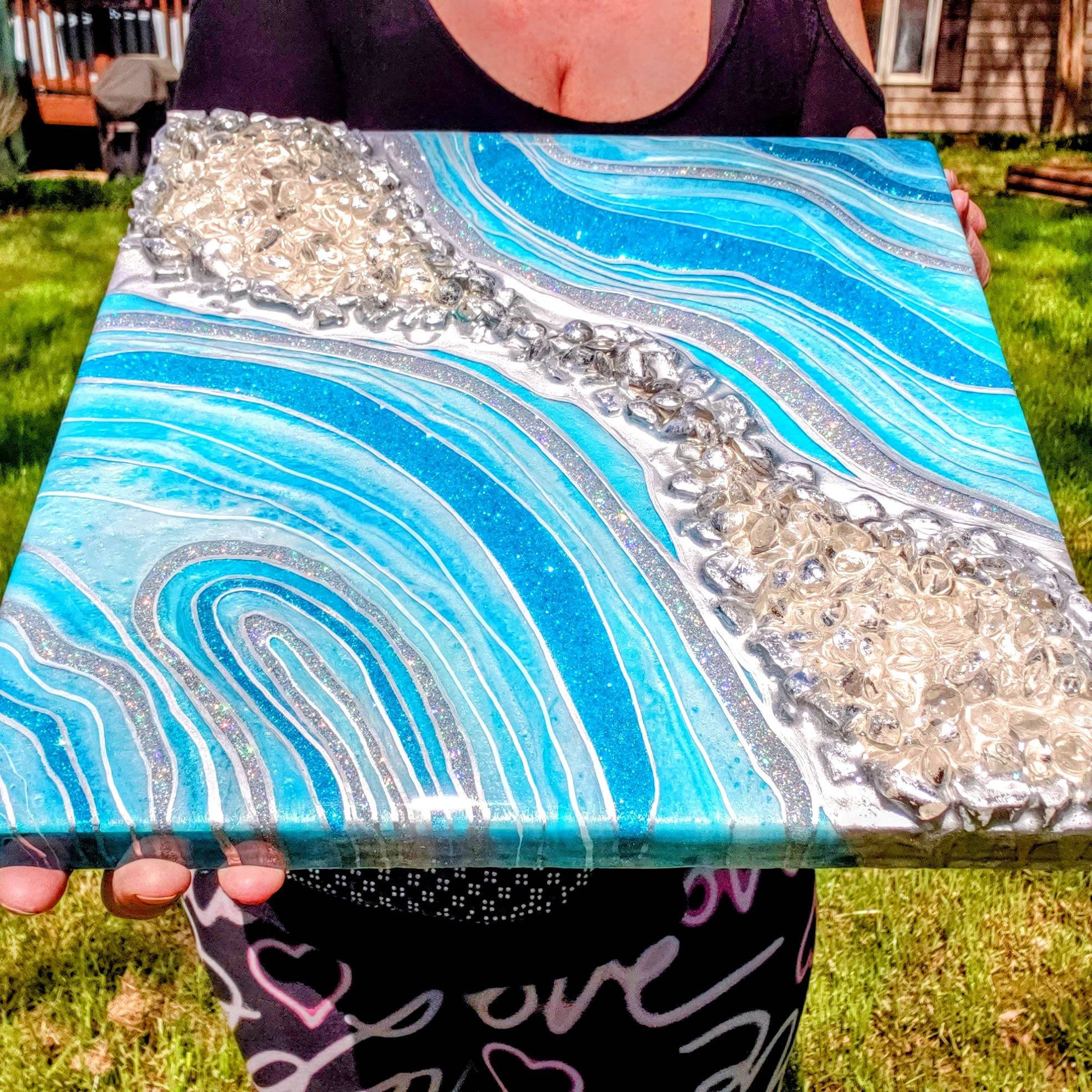 Geode Painting / Geode Art / Geode Resin Art / Resin Painting / 12x12 ...
