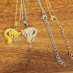 Fox Necklace, Animal Gold and Silver Fox Necklace ,earrings , Tiny Fox ...