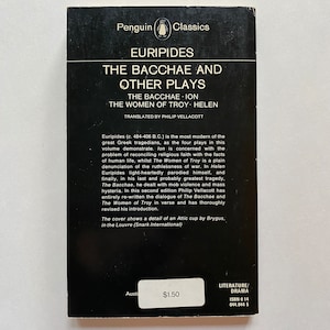 Euripides - the Bacchae and Other Plays 1972 Paperback Book Penguin ...