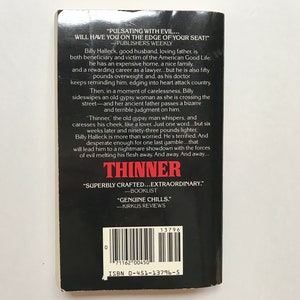 Thinner by Stephen King Aka Richard Bachman 1984 Paperback First Signet ...