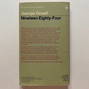 Nineteen Eighty-four 1984 by George Orwell 1972 Paperback Book Penguin ...