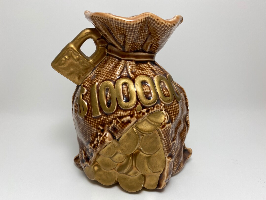 Vintage Ceramic Money Bag Coin Bank 100,000 Dollars Quirky Made in ...