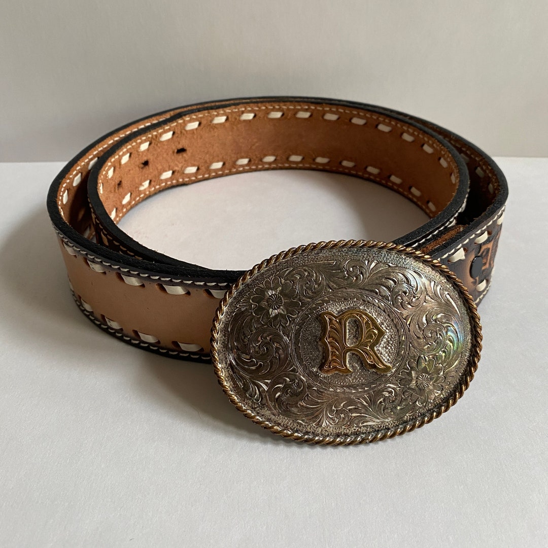 Montana Silversmiths Buckle Initialed With the Letter 'R' & Hand Tooled ...