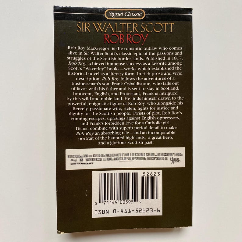 Rob Roy by Sir Walter Scott 1995 Paperback, Movie Tie-in, 1st Printing ...