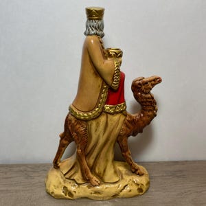 Candle Holder Wise Man on Camel Japan Plasterware Vintage Christmas ...