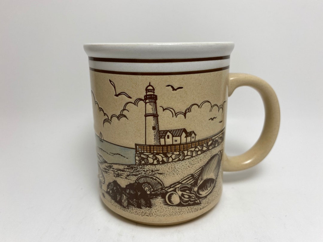 Nautical Ocean Themed Lighthouse Beach Shells Mug Otagiri Style ...