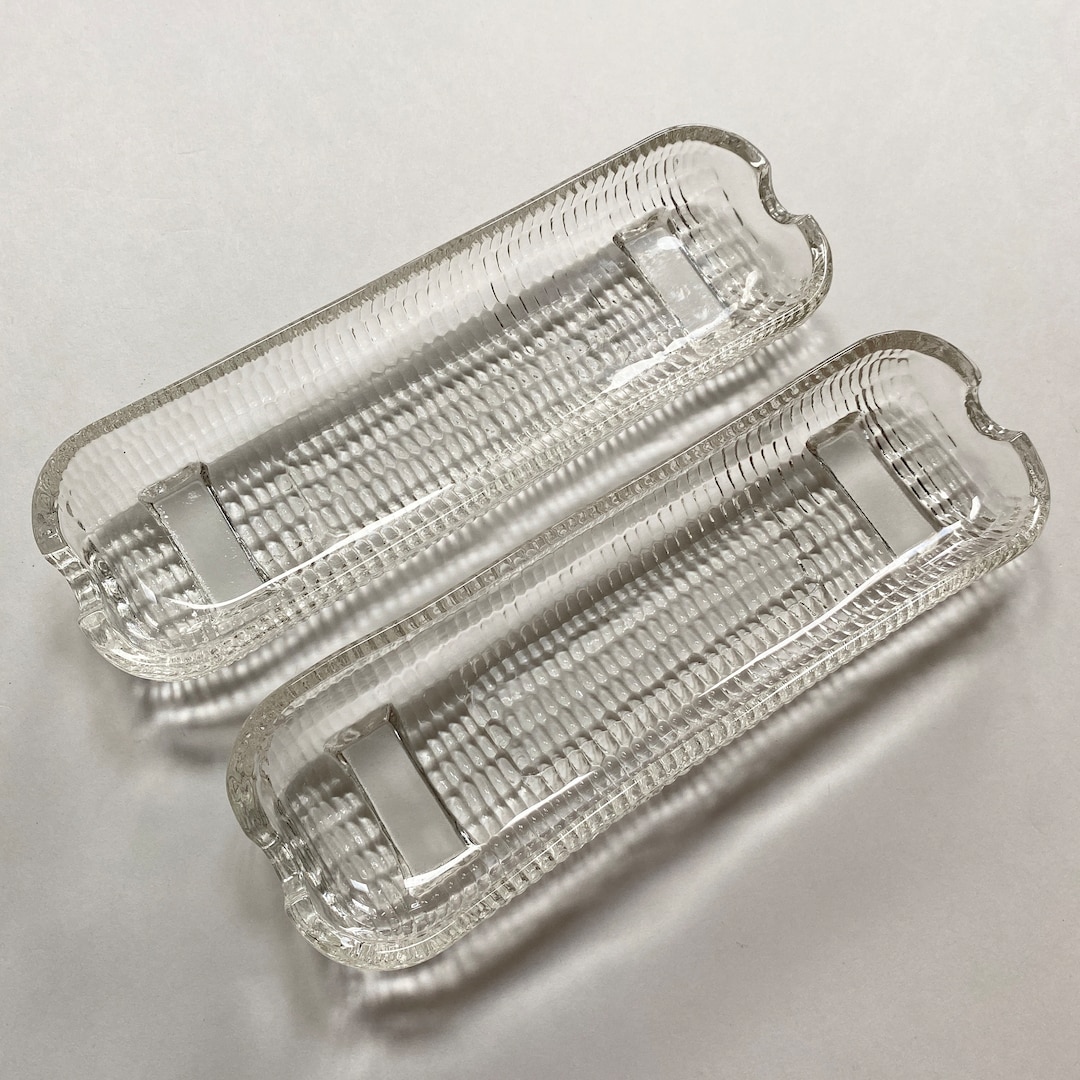 Corn on the Cob Clear Glass Holders Set of 2 Vintage Footed Dishes MCM ...