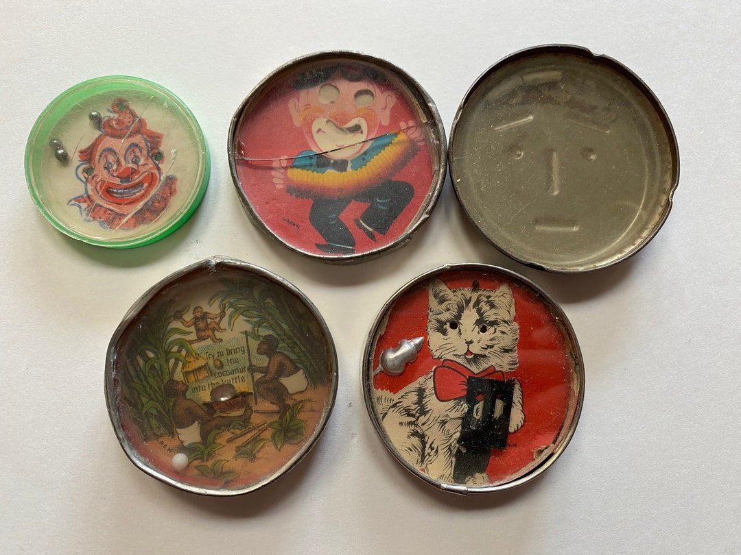 Vintage Antique Toy Lot Dexterity Puzzles Tin Robot Accordion Clown ...