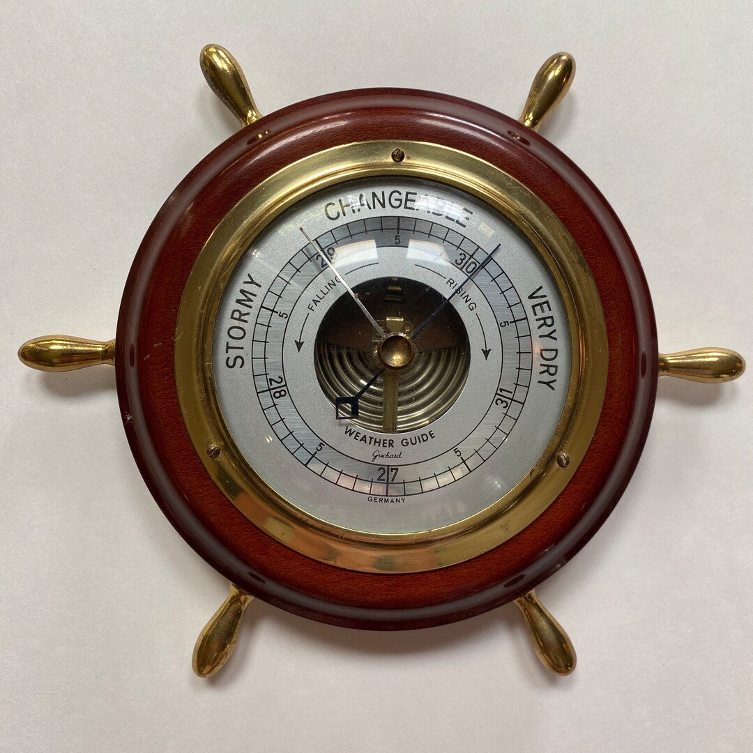 1970s Barometer Grischard Wood and Brass Made in Germany MCM Vintage - Etsy