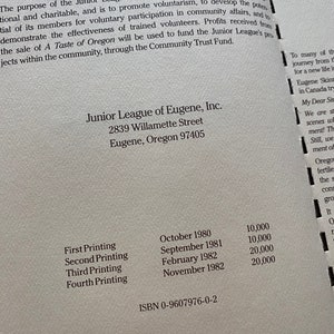 A Taste of Oregon by Junior League of Eugene 1980 Softcover Cook Book ...