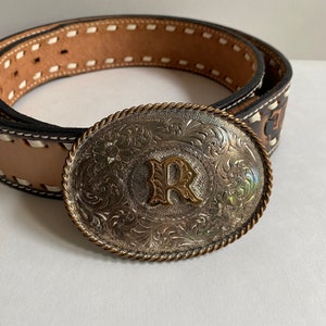 Montana Silversmiths Buckle Initialed With the Letter 'R' & Hand Tooled ...