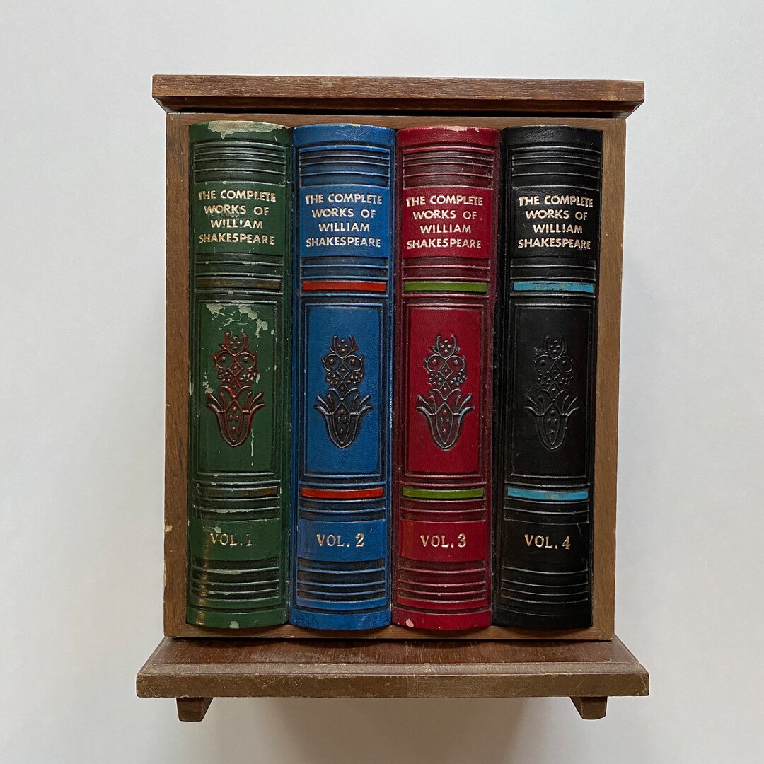 Stash Box Shakespeare Library Books Secret Storage Wood Cabinet Vintage ...