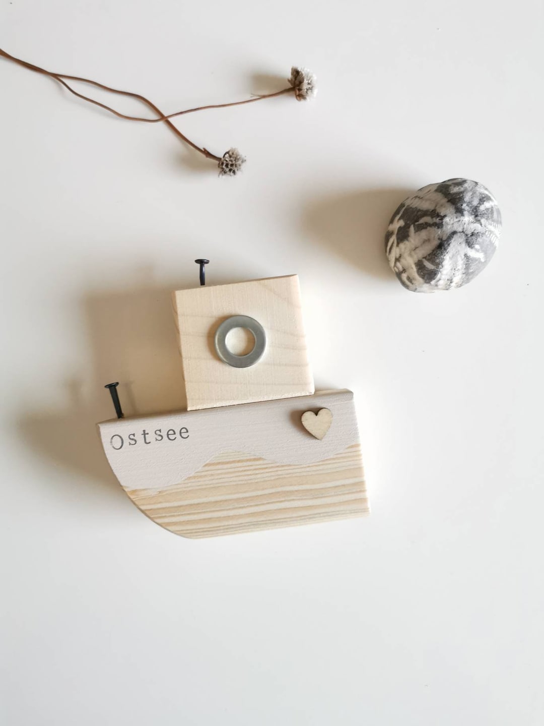 Handmade Wooden Boat With the Baltic Sea, Stamped Baltic Sea, Maritime ...