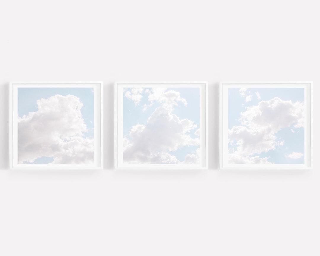 Set of Three Cloud Prints, Cloud Wall Art, Minimalist Cloud Photography ...