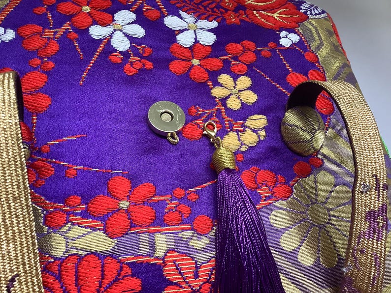 Japan kimono purple obi bag,handbag,gift,silk ahndbag,weding handbag ...