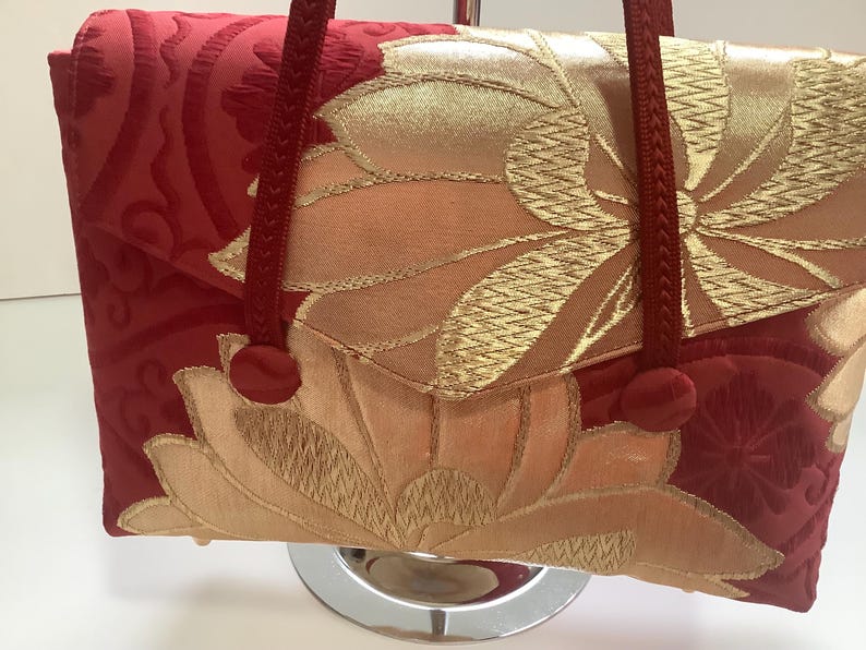 Japan kimono red obi bag,handbag,gift,silk ahndbag,weding handbag,party ...