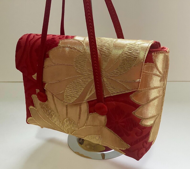 Japan kimono red obi bag,handbag,gift,silk ahndbag,weding handbag,party ...