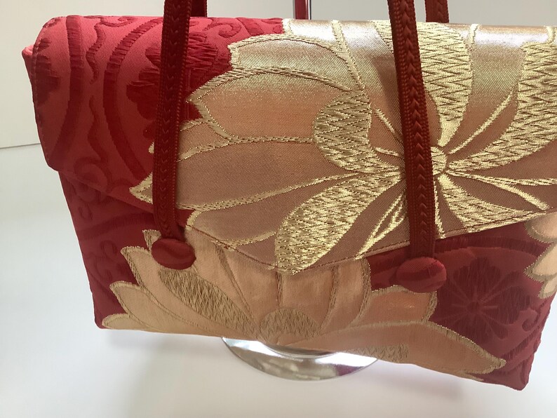 Japan kimono red obi bag,handbag,gift,silk ahndbag,weding handbag,party ...