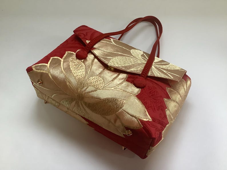 Japan kimono red obi bag,handbag,gift,silk ahndbag,weding handbag,party ...