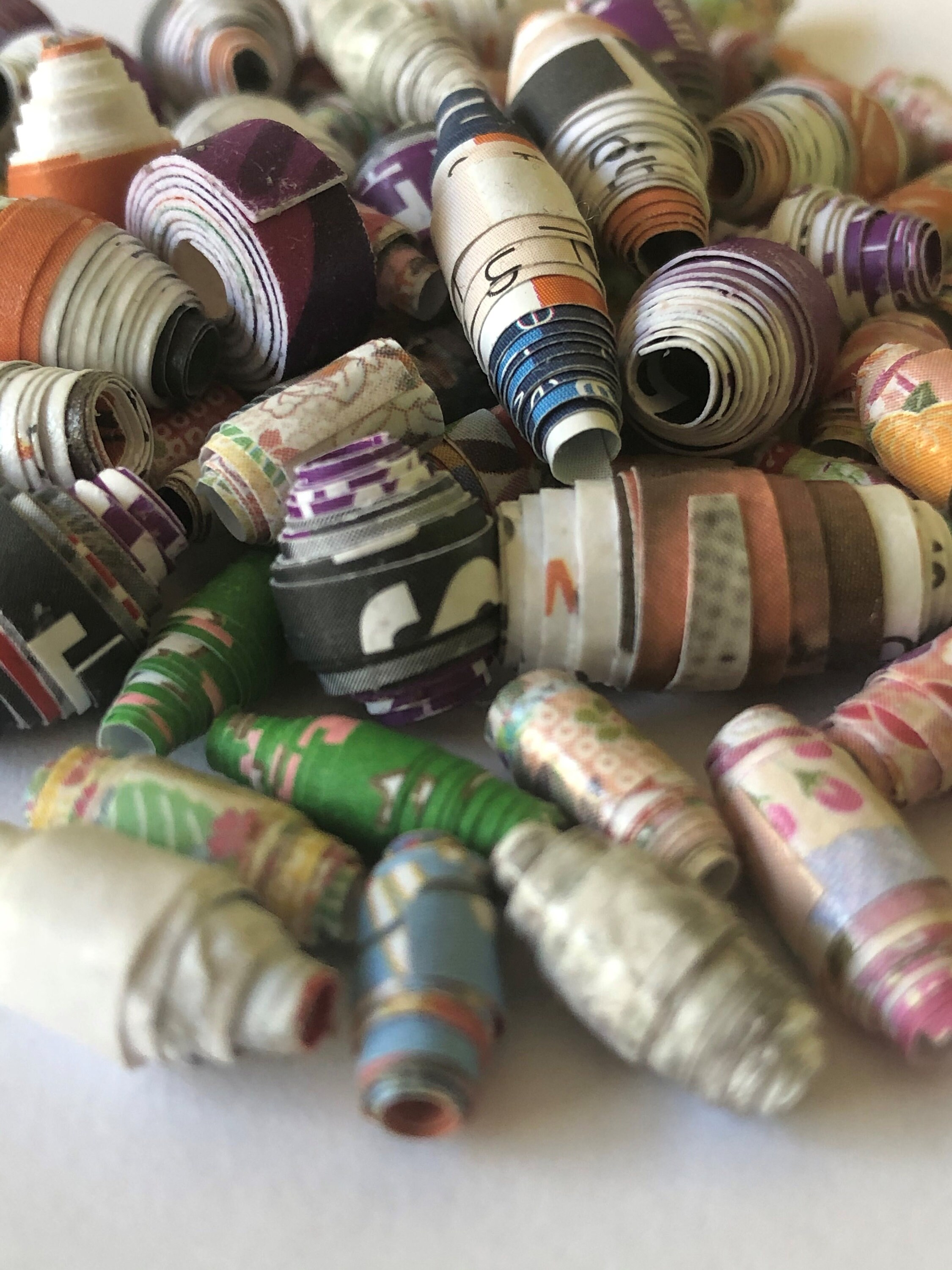 Recycled Paper Beads 50pc Hand Rolled Etsy
