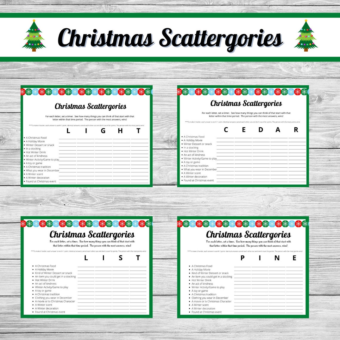 Christmas Scattergories, Scattergories, Christmas Party Games ...