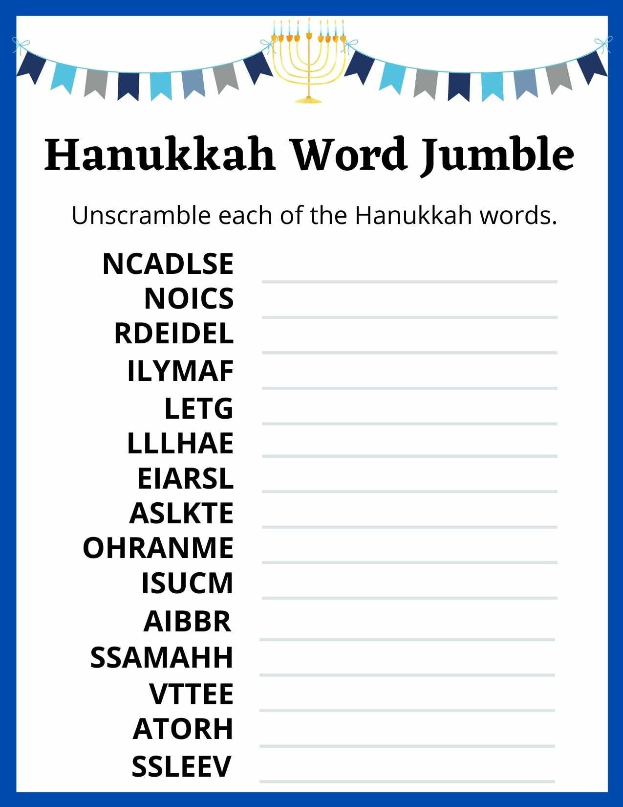Hanukkah Word Jumble Hanukkah Activity Word Jumble Word - Etsy 日本