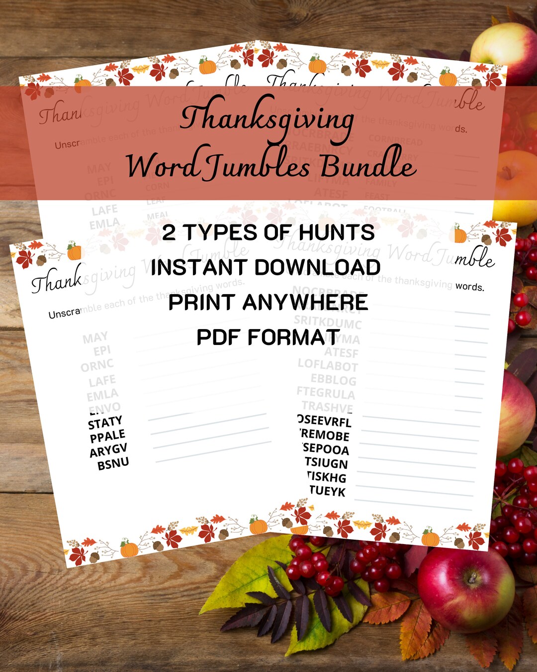 Thanksgiving Word Jumble, Word Jumble, Word Scramble, Thanksgiving ...