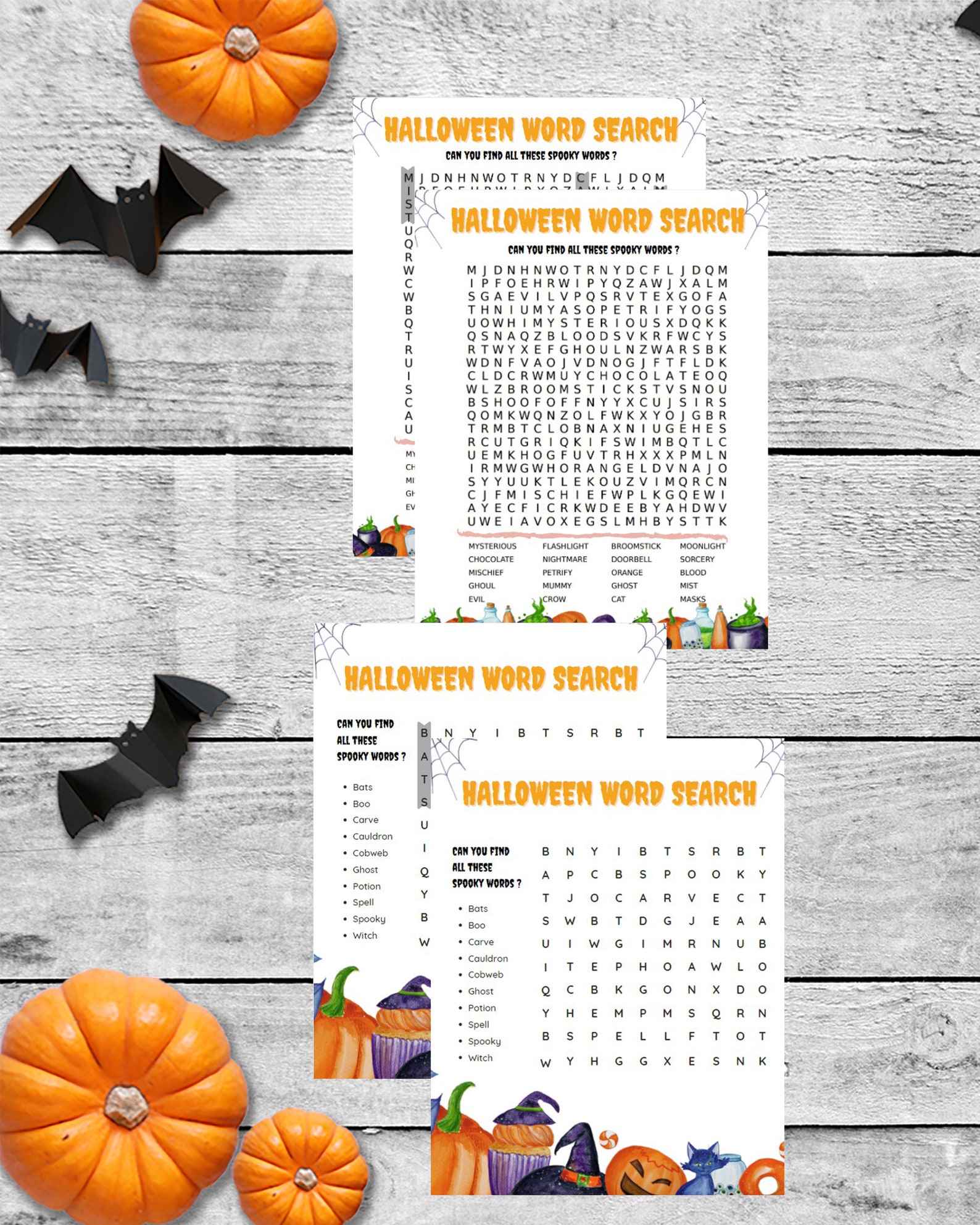 Halloween Word Search Bundle Halloween Word Search Halloween - Etsy Canada