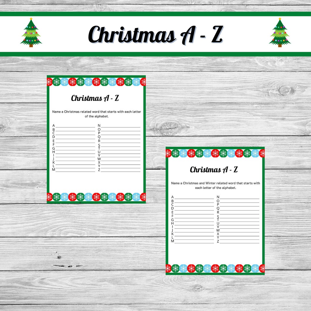 Christmas A-Z, A-Z, Christmas Party Games, Christmas Printable ...