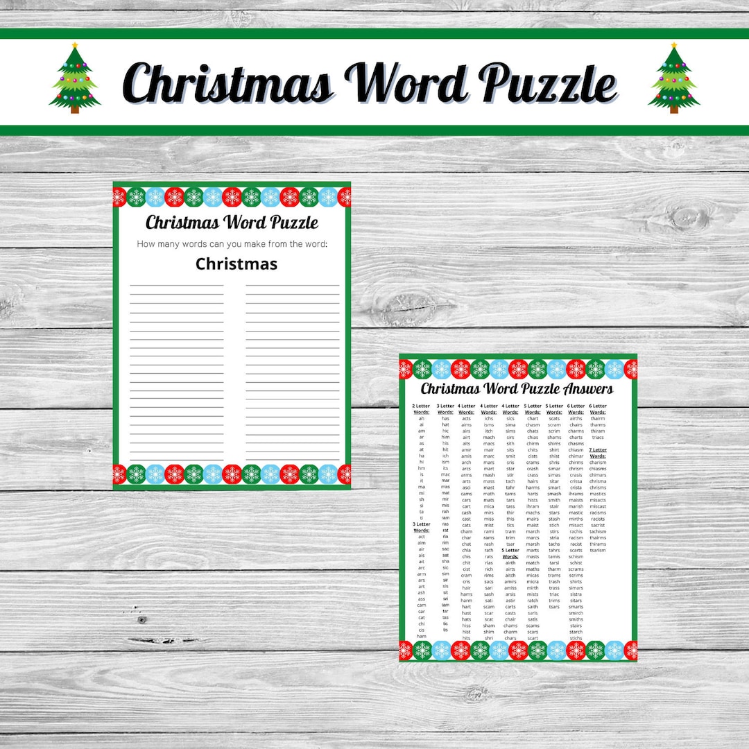 Christmas Word Puzzle, Word Puzzle, Christmas Games, Printable ...