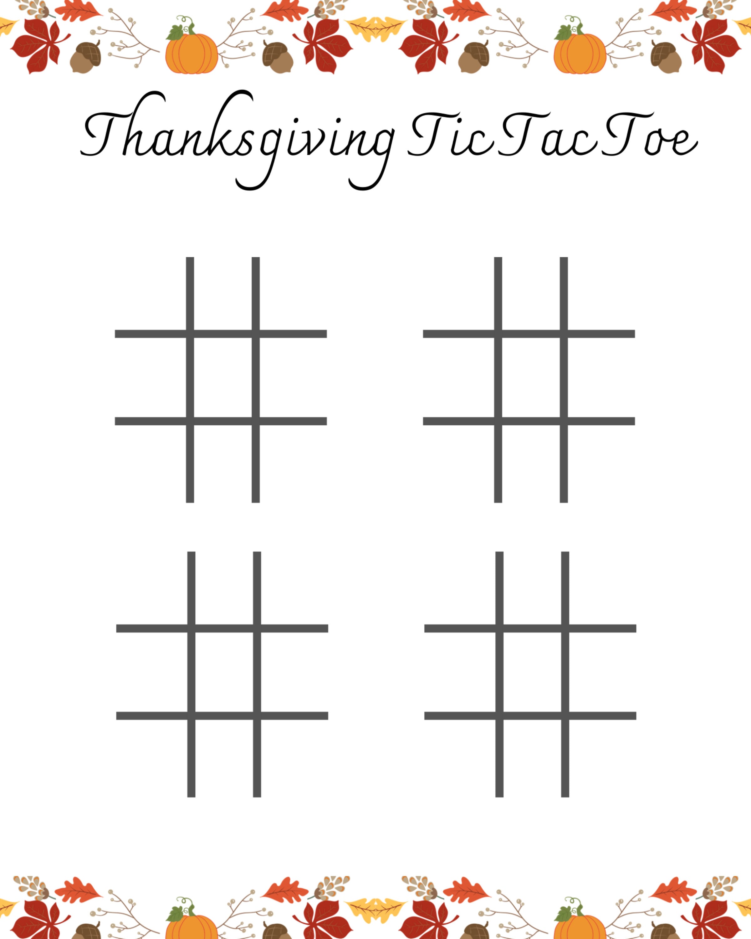Thanksgiving Tic Tac Toe, Tic Tac Toe, Thanksgiving Games Tic Tac Toe ...