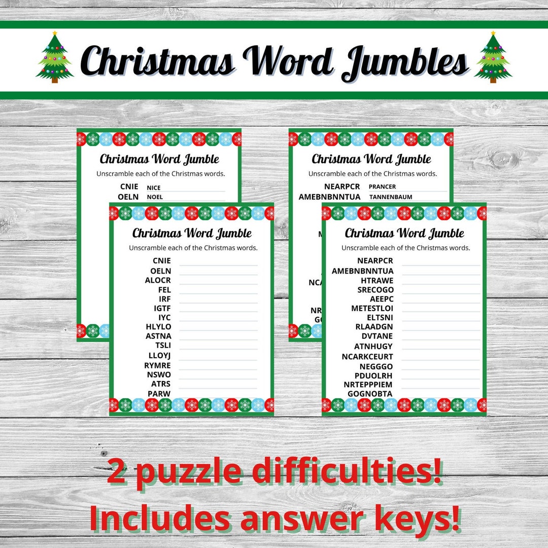 Christmas Word Jumble, Word Jumble, Christmas Games, Printable ...