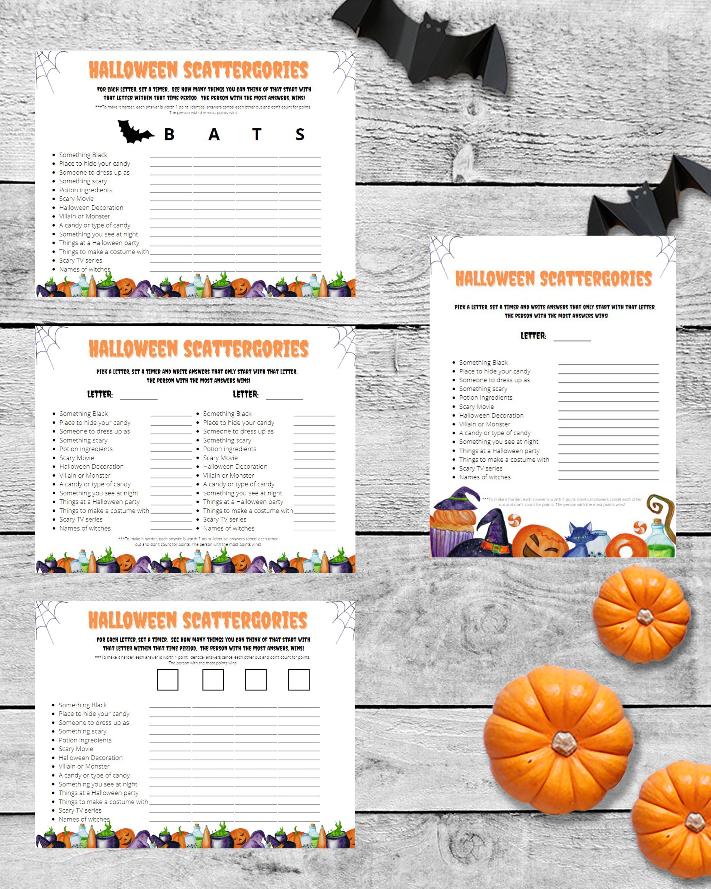 Halloween Scattergories Bundle , Scattergories Bundle, Halloween ...