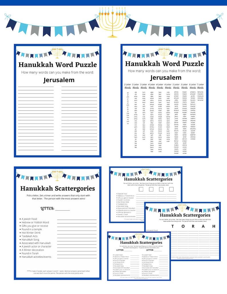 Hanukkah Game Bundle, Hanukkah Party Games, Hanukkah Printable ...