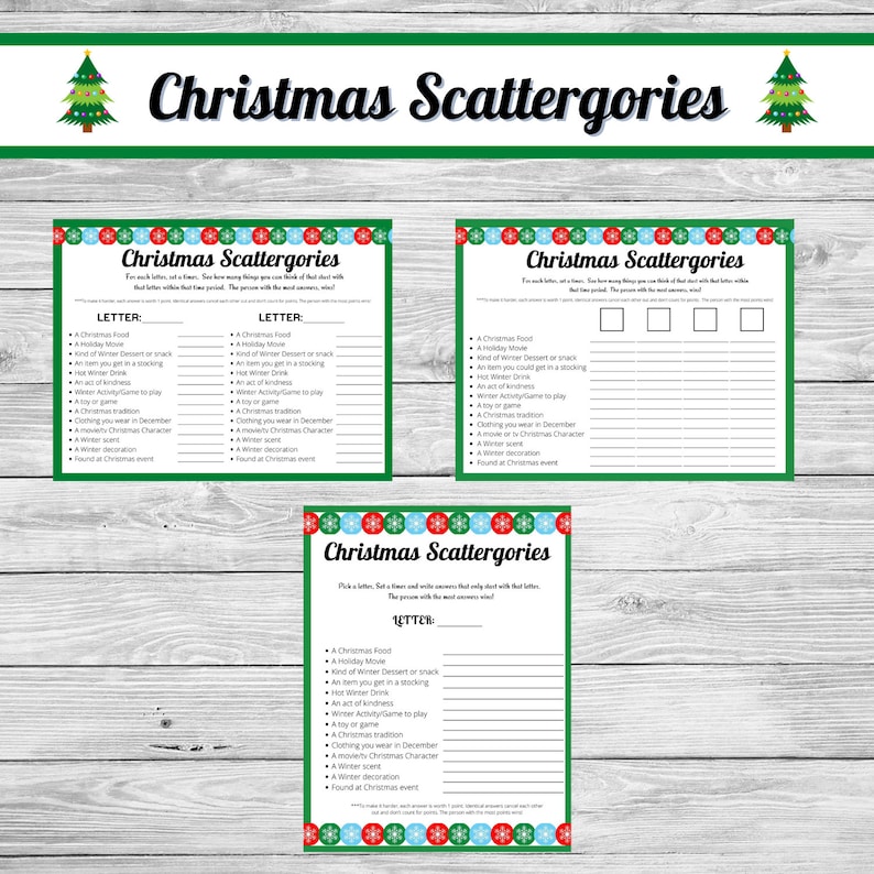 Christmas Scattergories, Scattergories, Christmas Party Games ...