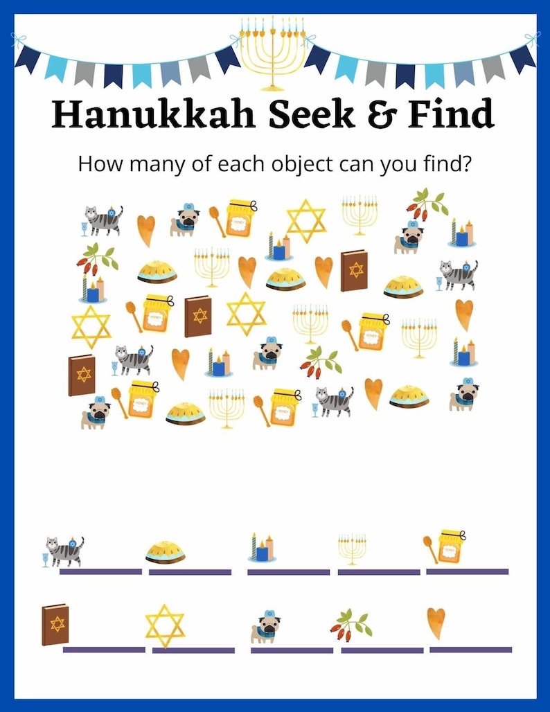 Hanukkah Seek and Find, Party Bundle, Hanukkah Party Games, Hanukkah ...