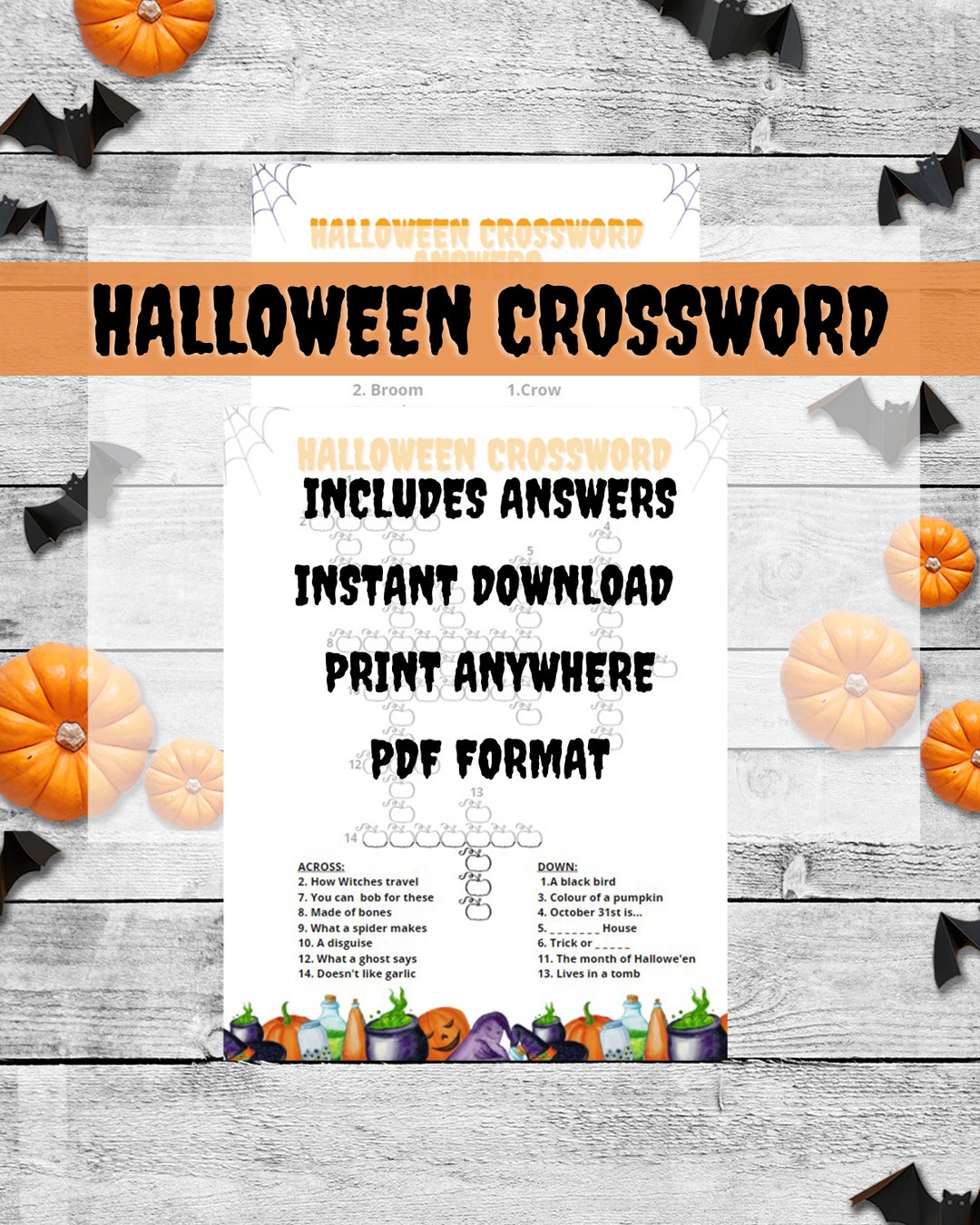 Crucigrama de fiesta de Halloween, crucigrama, crucigrama de Halloween ...