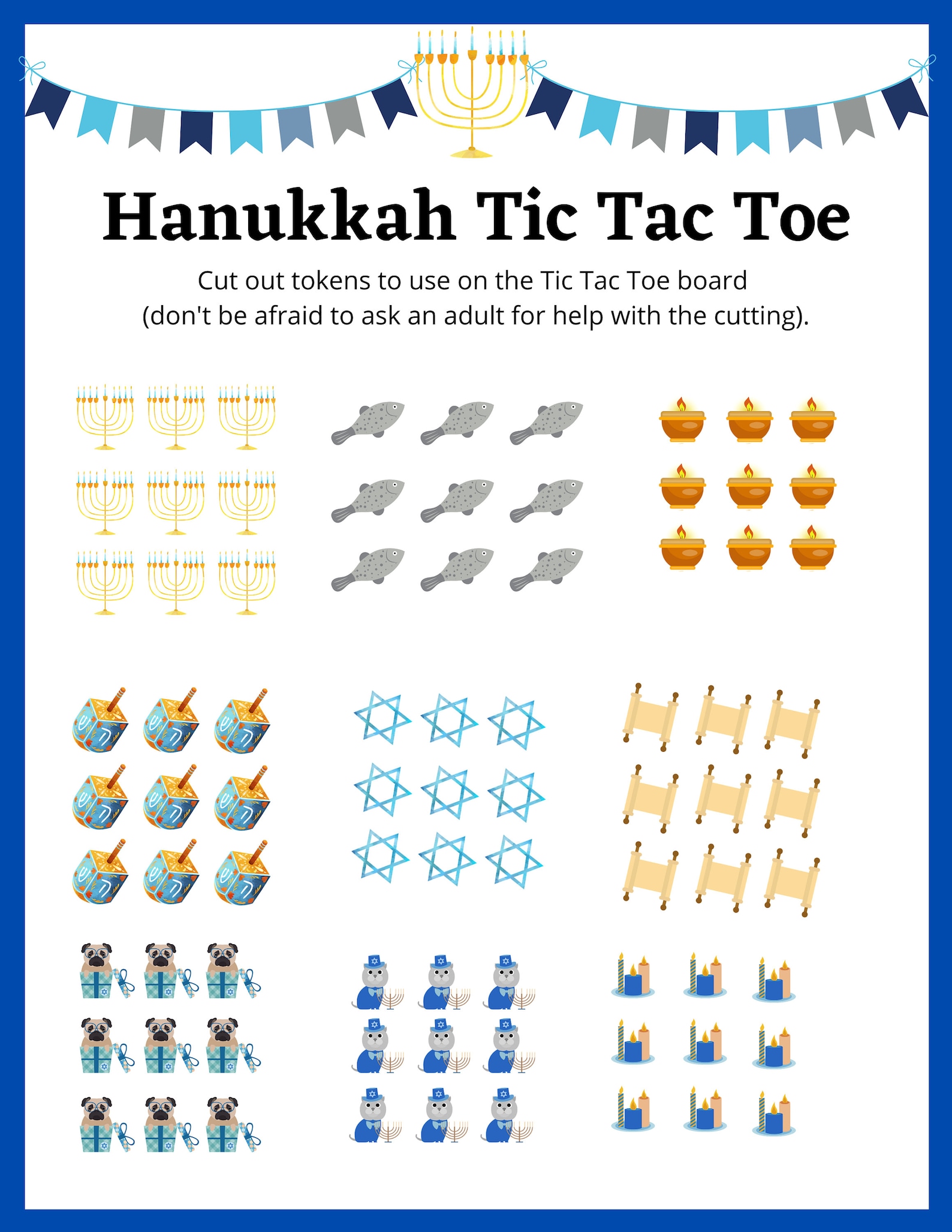 Hanukkah Tic Tac Toe, Tic Tac Toe, Hanukkah Games, Tic Tac Toe Party ...