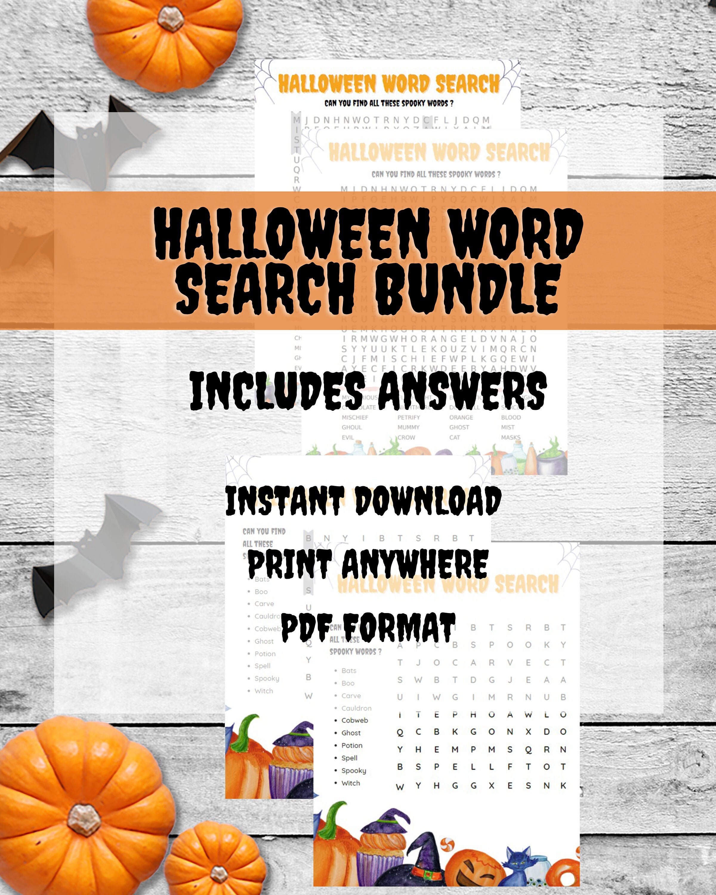 Halloween Word Search Bundle Halloween Word Search Halloween - Etsy Canada