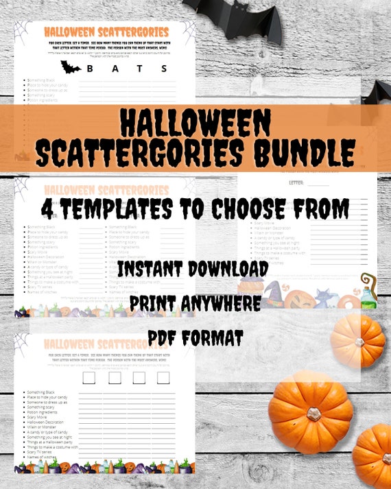 Halloween Scattergories Bundle Scattergories Bundle | Etsy