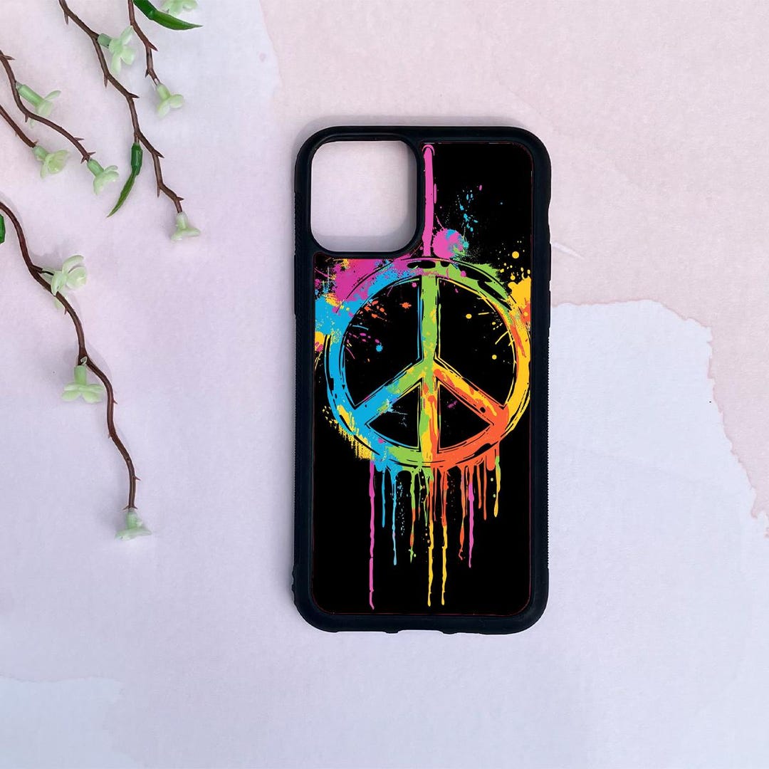Neon Peace Sign iPhone Case: 60s Groovy Drip Paint Art - Etsy