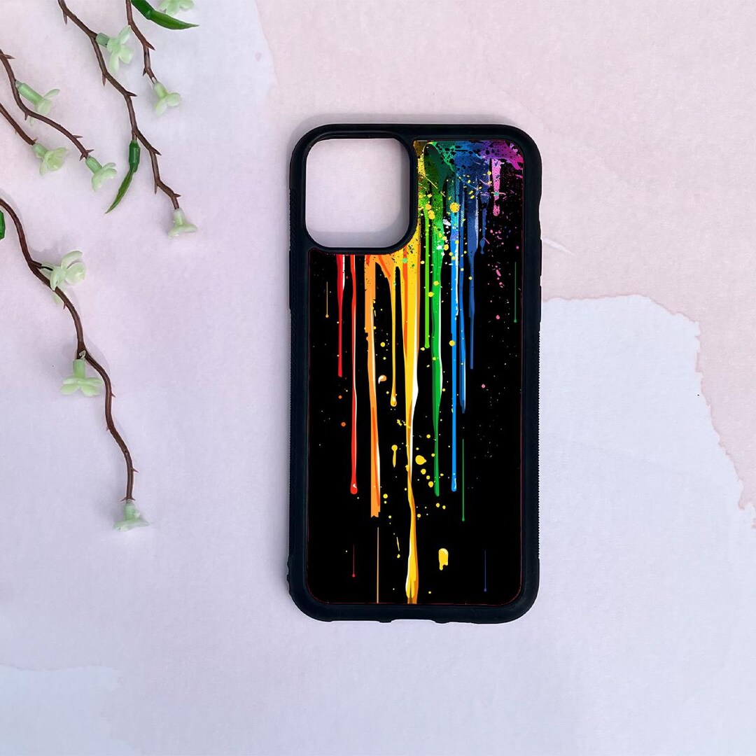 Rainbow Paint Drip iPhone Case: Neon Abstract Art, Protective Cover - Etsy