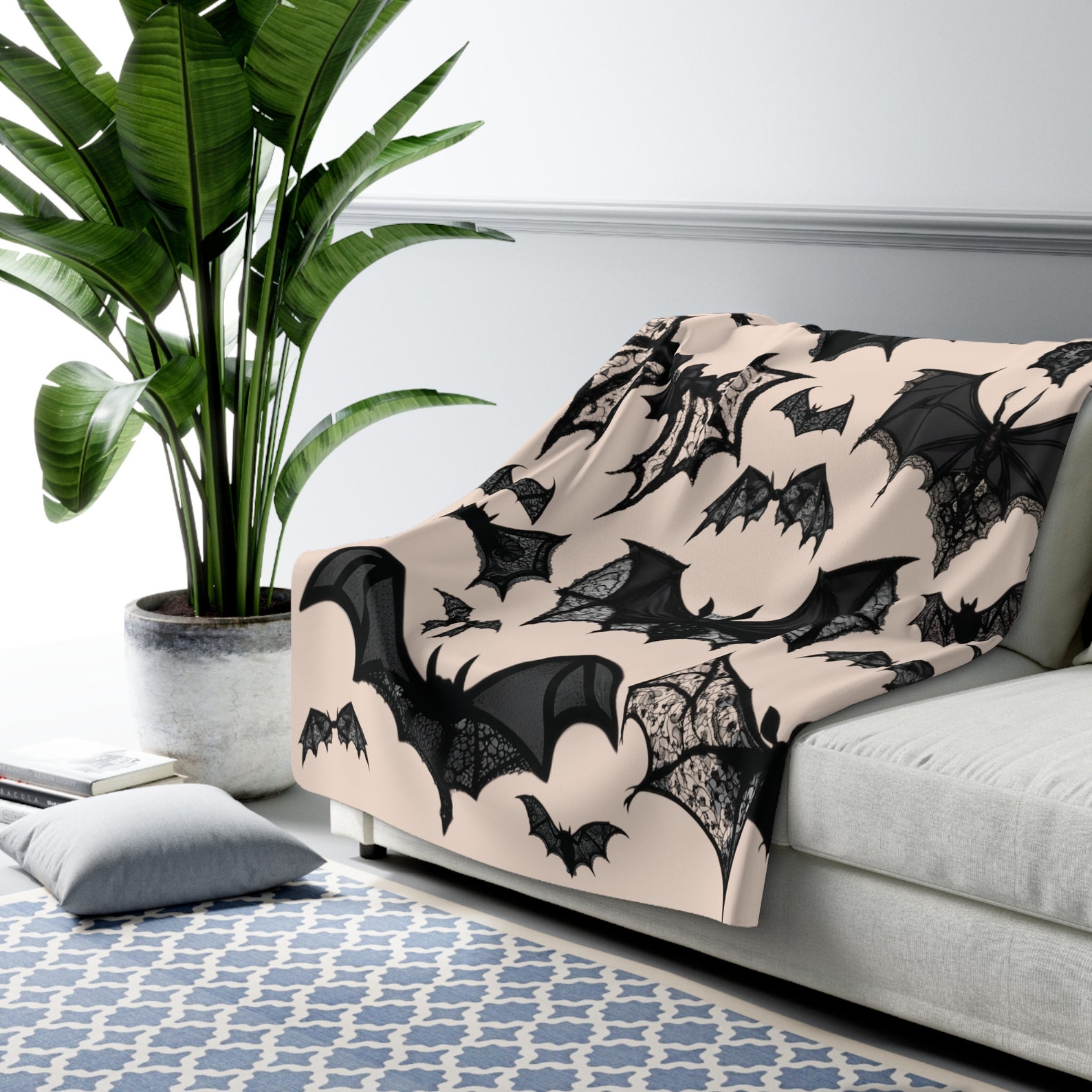 Coquette Halloween Fleece Blanket Bats Blanket Bat Gift Fall Blanket ...