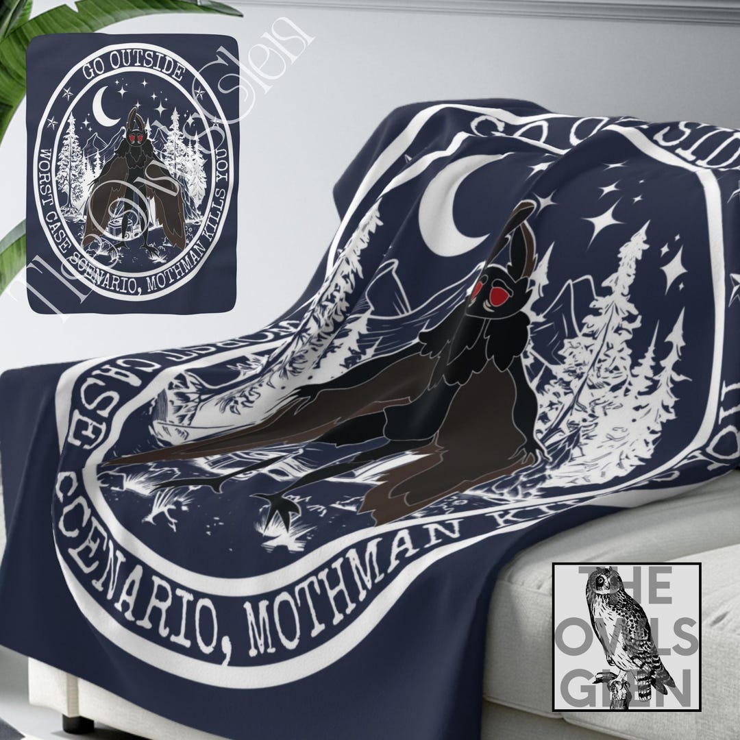 Mothman Fleece Blanket Mothman Throws Cryptid Throw Blanket Paranormal ...