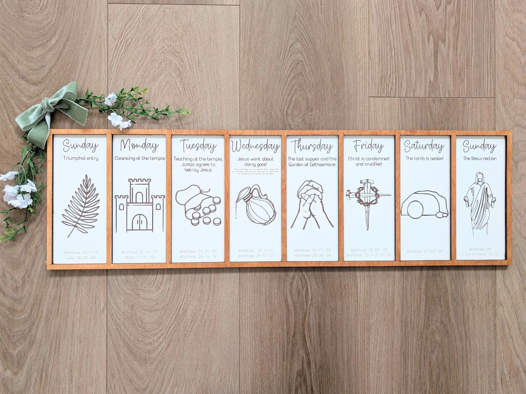 Holy Week Sign, Easter Advent Calendar, Religious Easter Decoration ...